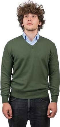 DALLE PIANE CASHMERE Col en V en Cachemire mélangé, Made in Italy - Homme, Couleur: Kaki, Taille: XXL