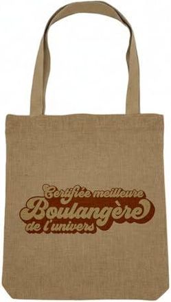 Fabulous Sac Shopping Tote Bag Aspect Lin - Certifi&eacute;e meilleure Boulangere de lunivers Pain Viennoiserie Patisserie Artisan - Sac de Courses Toile Epaisse 360g