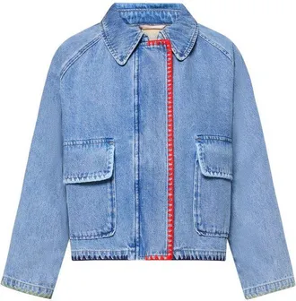 AMBER & JUNE Jeansjacke Damen mit aufgesetzten Taschen