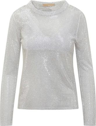 Michael Kors Femme, Tops, Blanc, Taille: 38 FR Embellished Mesh Top