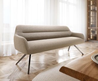 DELIFE Esszimmerbank Taya-Flex 200 cm Boucl&eacute; Schlamm Kreuzgestell kantig Graphit Taschenfederkern, B&auml;nke