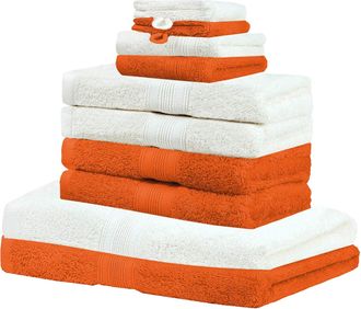 NatureMark 10tlg. Frottier Handtuch-Set Verschiedene Gr&ouml;&szlig;en in Premium Qualit&auml;t (10 TLG. Frottier Set, Terracotta/Creme)