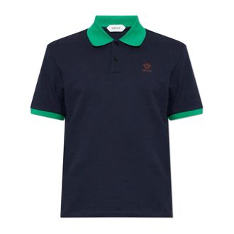 Versace Polo mit gesticktem Logo - - Tops - Herren - Blau - L