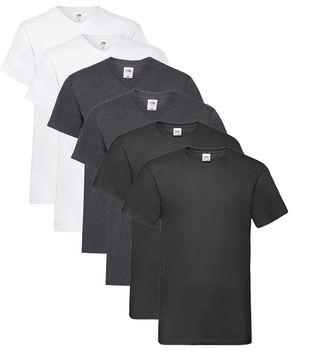 Fruit Of The Loom Herren- V-Neck T-Shirt M L XL XXL 3XL 4XL 5XL Farbsets, 2Weiss 2D.Heather 2Schwarz (6 Pack) + 1 HL Kauf Notizblock, 3XL (6er Pack)
