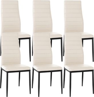 Clp Lot de 6 chaises de salle &agrave; manger Mayfair Cr&egrave;me Similicuir