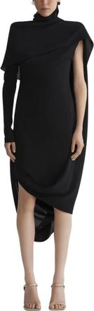 MUGLER Femme, Robes, Noir, Taille: 36 FR Asymmetric Draped Roll-Neck Midi Dress