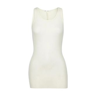 Ami Femme, Tops, Blanc, Taille: 38 FR Débardeur Blanc avec Tonal Stitching