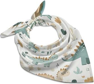 Generic Écharpe carrée en soie légère en forme danimal dinosaure - Foulard de cactus de forêt pour cheveux respirant - Cadeau pour femme et homme, multicolore