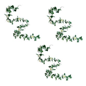 Cabilock K&uuml;nstliche Rosenranke 3 St&uuml;ck 2,2m Wei&szlig; Rattan Fotografie Requisite Hochzeit Deko Simulationsblume Langlebiges Material