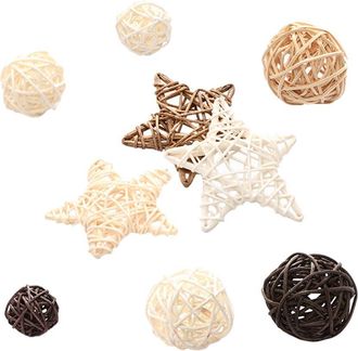 Amosfun 9 St&uuml;Ck Nat&uuml;Rliche Rattankugeln, Ausgeh&ouml;Hlte Korbsterne Und -Kugeln F&uuml;R Die Tischdekoration Bei Hochzeiten, Als F&uuml;Ller F&uuml;R Die Tischdekoration Im Baue