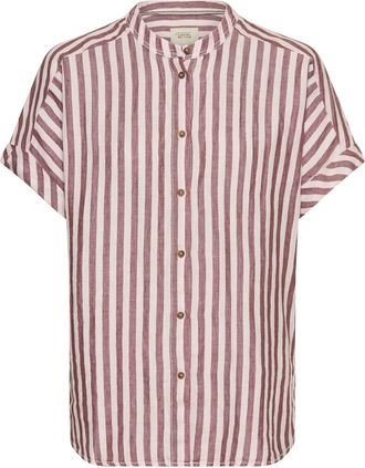 Camel Active Damen Gestreifte Bluse aus Leinen-Lyocell-Mix Rot, Womenswear-L