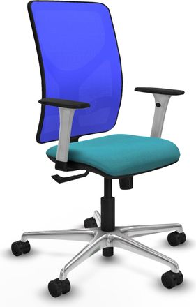 Piqueras y Crespo Computerrollstuhl mit wei&szlig;en und schwarzen Armlehnen, h&ouml;henverstellbare Lendenwirbelst&uuml;tze, ausgestattet mit 3 Positionen und Schneideschaum, Blau/T&uuml;r