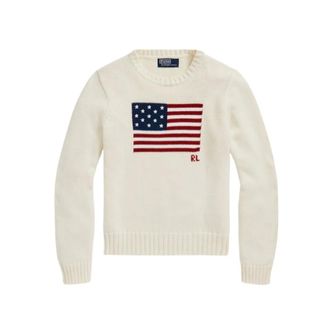 Polo Ralph Lauren Femme, Pulls, Beige, Taille: 40 FR Pull Drapeau