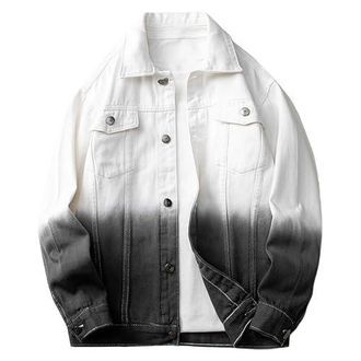 Generic Veste en jean homme &agrave; manches longues, boutonn&eacute;e, style camionneur, grise, taille 3XL
