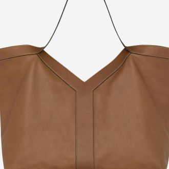 Saint Laurent Mens Large Leather Tote Bag Brown Shoulder