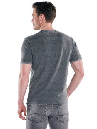 Engbers T-Shirt Herren Strukturiertes T-Shirt im Streifendesign, Dunkelgrau