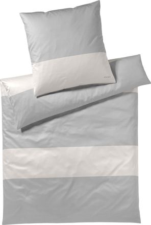 Joop Bettwäsche Split 4118 09 Stone Mako Satin Quer Streifen Gestreift Hell Dunkel Grau, Größe:155 cm x 220 cm