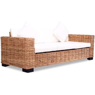 vidaXL Vidaxl - 3-Sitzer-Sofa Nat&uuml;rliches Rattan