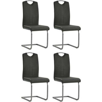 vidaXL Vidaxl - Chaises &agrave; manger cantilever lot de 4 gris similicuir