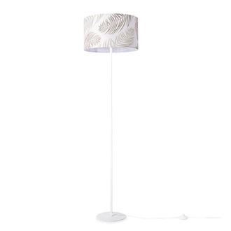 Paco Home Stehlampe Leselampe Wohnzimmer Deko B&uuml;ro Dreibein Lampenschirm Rund Stoff Stehleuchte Lampe Blumen Muster Jungle E27
