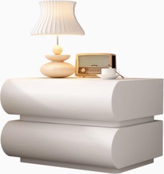 Generic Nachttisch Mit 2 Schubladen - Nachttisch Aus Holz Mit Lederoberfl&auml;che, Keine Montage Erforderlich (17,7 Zoll, Hellgrau)(Milk White,40cm/15.7in)