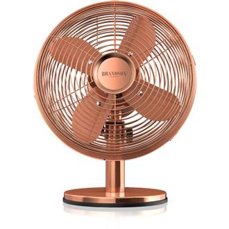 Brandson Tischventilator, Ventilator mit 3 Leistungsstufen, mobiler L&uuml;fter im Retro Design, Zuschaltbare 80&deg; Oszillation, Neigungswinkel ca. 40&deg; - Brandson