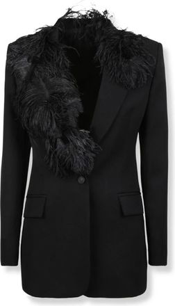The Attico Femme, Vestes, Noir, Taille: 40 FR Feather Trim Blazer