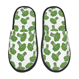Generic Fourrure Pantoufles Brocoli Souriant Mignon Et Dr&ocirc;le Doux Slippers Portative Hiver Chausson Pour Homme Voyage Chambre M