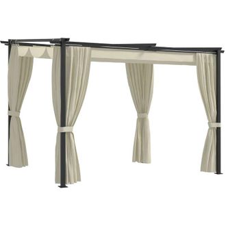 vidaXL Vidaxl - Tonnelle avec rideaux 3x3 m Cr&egrave;me Acier