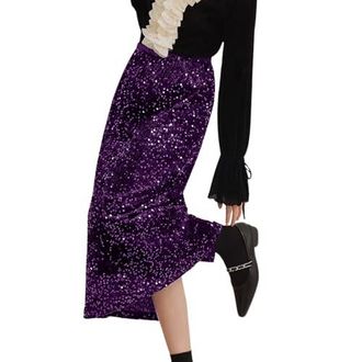 Generic Jupe Paillette Femme Short Sequin Jupe en Velours Paillettes pour Femme, Jupe Hip Wrap Brillante et &Eacute;l&eacute;gante, Style R&eacute;tro MIDI