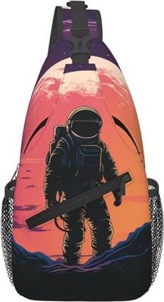 Generic Polyester Sacoche Homme Bandouliere Astronaute cool Sac Bandoulière Léger,Antivol Crossbody Bag pour Cyclisme Randonnée Femme