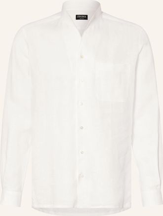 Ermenegildo Zegna Zegna Leinenhemd Comfort Fit Mit Stehkragen weiss