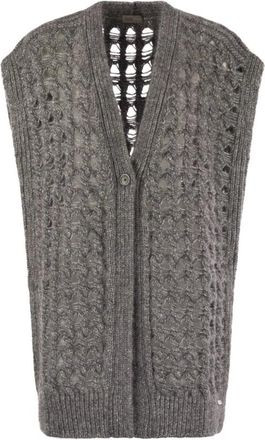 Herno Femme, Pulls, Gris, Taille: 38 FR Long Cardigan Sans Manches