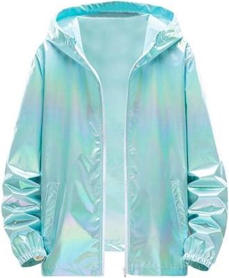 Generic Veste argent&eacute;e m&eacute;tallis&eacute;e pour femme 2026 - Veste brillante m&eacute;tallique tendance - Veste courte &agrave; paillettes pour femme - Style discoth&egrave;que - Style d&eacute;c