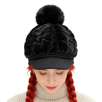 Generic Bonnet pour femme - Couvre-chef avec pompon, bonnet chaud avec bord, pour femmes et filles, pour la marche quotidienne, les trajets matinaux, les voya