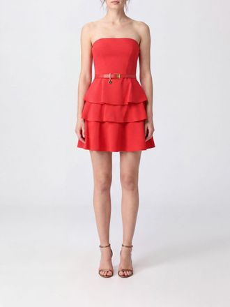 Elisabetta Franchi Mini-robe fourreau en jersey &agrave; &eacute;paules d&eacute;nud&eacute;es et volants