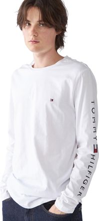 Tommy Hilfiger Herren Langarmshirt Tommy Logo Baumwolle, Weiß (White), XXL