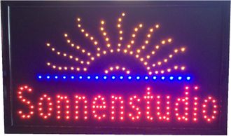 Miobo LED Schild Leuchtschild GE&Ouml;FFNET OPEN D&ouml;nner Kebab Bar und viel mehr Reklame LEUCHTREKLAME Werbung versch.stylen (Sonnenstudio (rot))