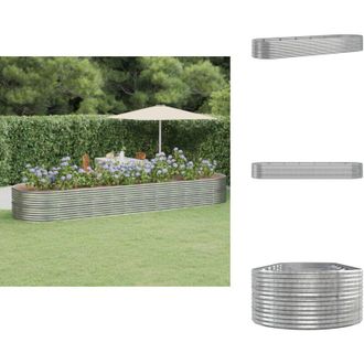 vidaXL Lit sur&eacute;lev&eacute; de jardin Acier enduit de poudre Argent&eacute; - Jardiniere Sur&eacute;lev&eacute;e - Bac &Agrave; Fleurs - Pot De Fleurs Ext&eacute;rieur - D&eacute;coration Jardin - Plante
