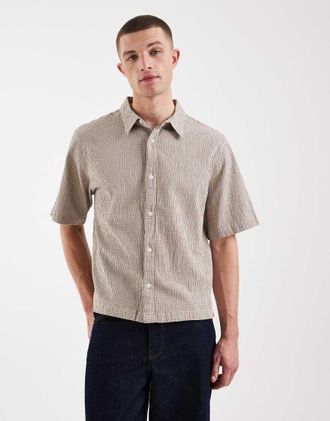 Levi's Lama - Kurz&auml;rmliges, kastiges Hemd in Braun kariert-Brown