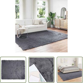 vidaXL Polyester Teppich - Kunstschaffell Teppich Tafalla Anthrazit 240 x 340 cm Polyester