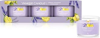 Yankee Candle Company Duftkerzen Geschenkset | Lemon Lavender Gef&uuml;llte Votivkerze | Sojamischung Wachsmischung | 3 St&uuml;ck