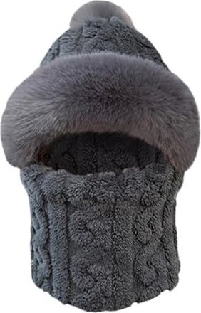 Generic Chapeau dhiver &agrave; Capuche - Bonnet de Ski Confortable en Peluche pour Homme et Femme, Chapeau &eacute;charpe &agrave; Capuche Coupe-Vent | Accessoire pour Chapeaux d