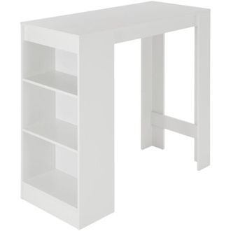 ML Design ML-Design Bartisch mit 3 Ablagefl&auml;chen, 110x50x103 cm, Wei&szlig;, aus Holz, modernes Design, Stehtisch mit 3 Regalablagen, Tresentisch Bistrotisch