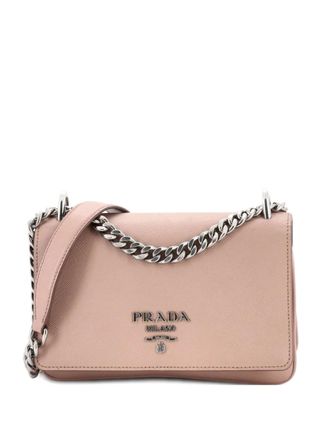 Prada Chain Flap Saffiano and Soft Calf Small crossbody bag - Tons neutres