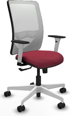 Piqueras y Crespo Computerstuhl mit R&auml;dern Zulema mit schwarzen und wei&szlig;en Armlehnen, h&ouml;henverstellbare Lendenwirbelst&uuml;tze, 3 Positionen, Wei&szlig;/Granatrot