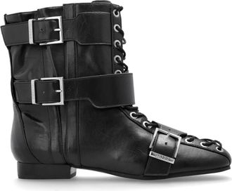 Ganni Femme, Chaussures, Noir, Taille: 39 EU Bottines en Cuir Végan