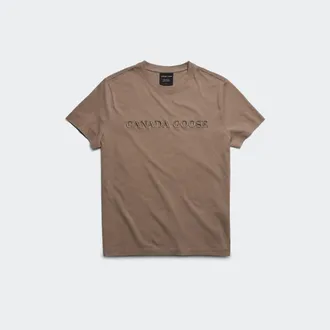 Canada Goose Emersen T-Shirt mit Rundhalsausschnitt und Stickerei (M&auml;nnlich, Taupe Grey, S)