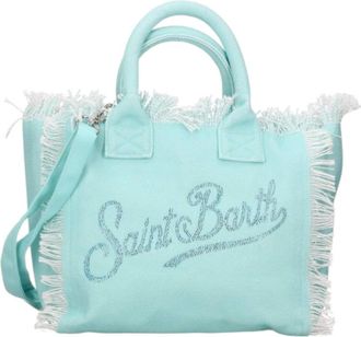 MC2 Saint Barth Femme, Sacs, Vert, Taille: ONE Size Strass Logo Beach Tote
