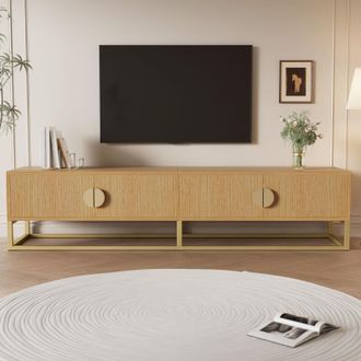 Liberte Libert&eacute; - Meuble tv moderne en bois 180x40x40cm, 4 portes avec poign&eacute;es semi-circulaires, bois